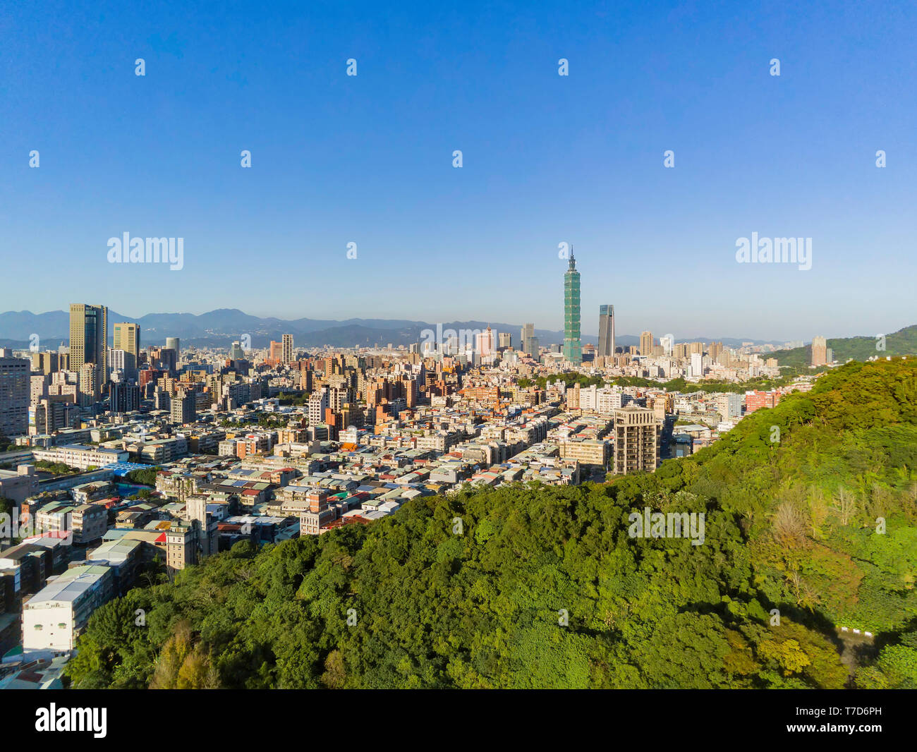 Aerial view of the Xinyi District with Taipei 101 at Taipei, Taiwan ...