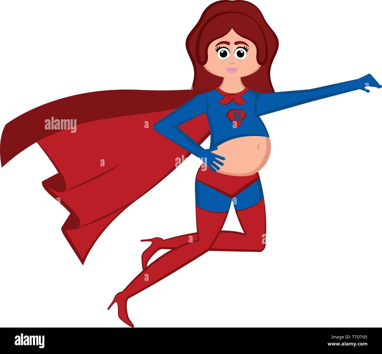 Pregnant woman as super girl with a costume Stock Vector Image & Art ...