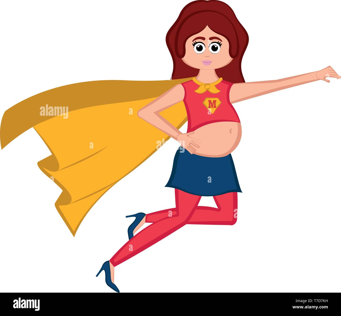 Pregnant woman as super girl with a costume Stock Vector Image & Art ...