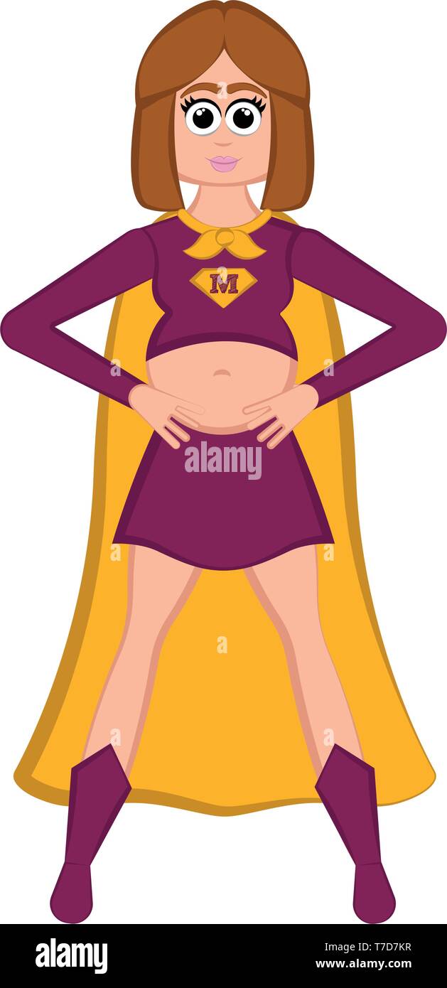 Pregnant woman as super girl with a costume Stock Vector Image & Art ...