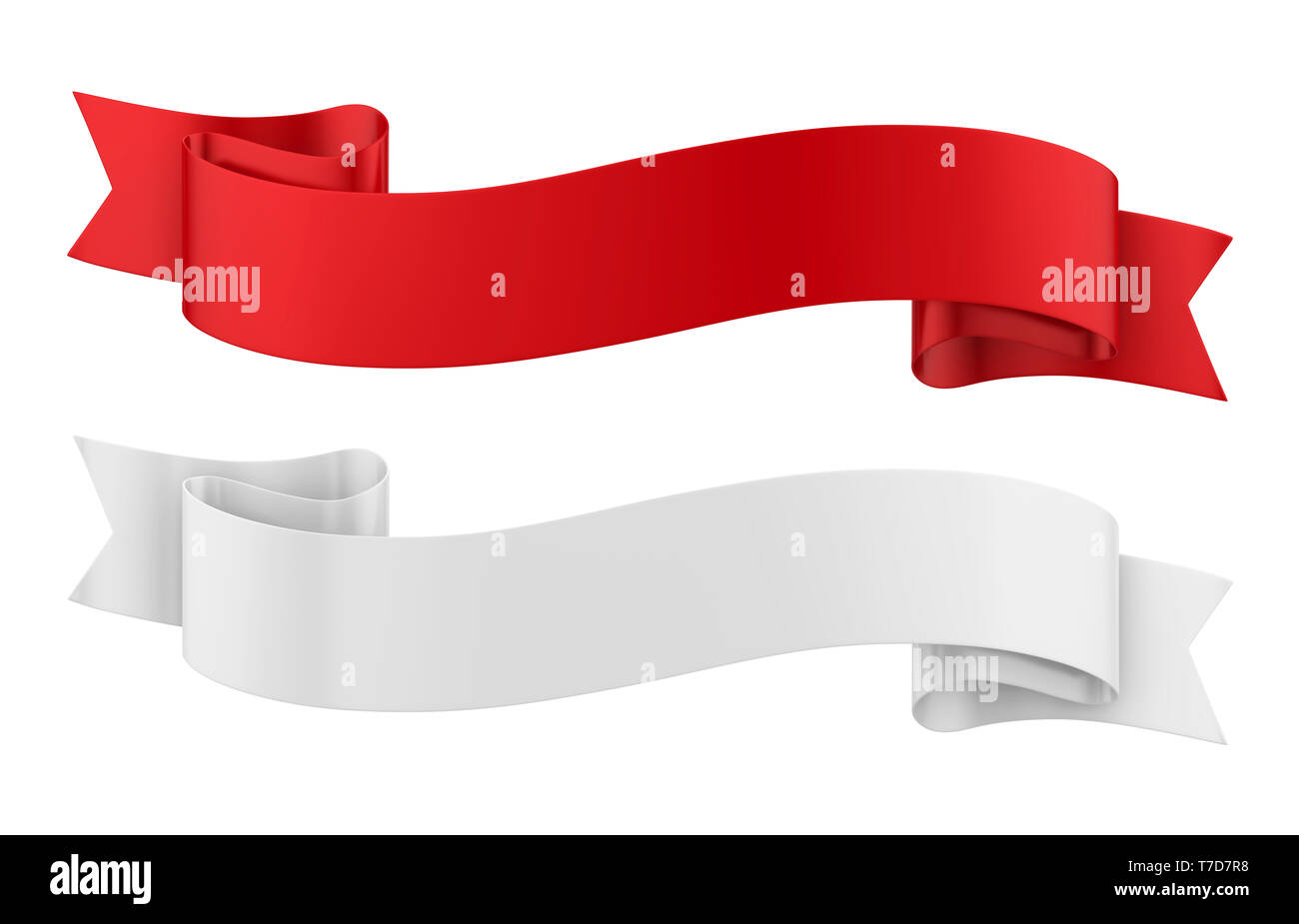 Red and White Ribbon Banners Isolated Stock Photo - Alamy