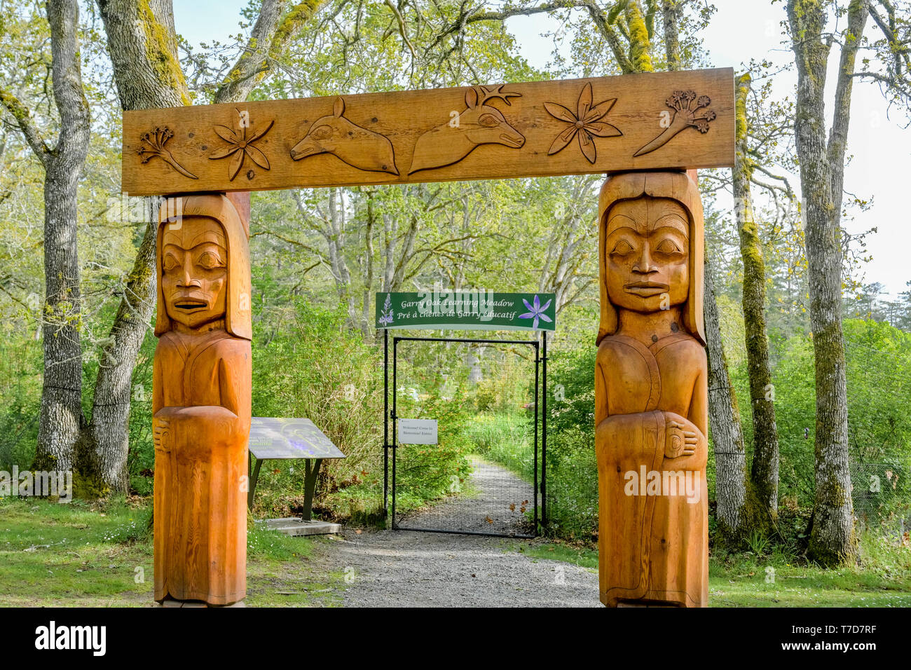 First Nations carved Cedar Portal to restored Garry Oak Meadow, Fort ...