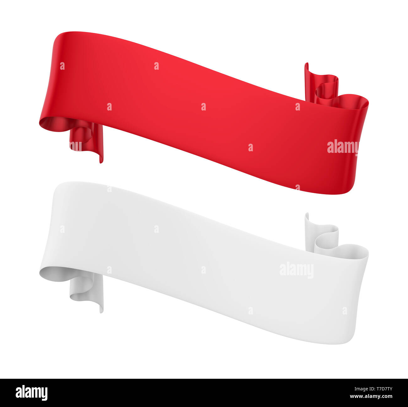 Red and White Ribbon Banners Isolated Stock Photo - Alamy