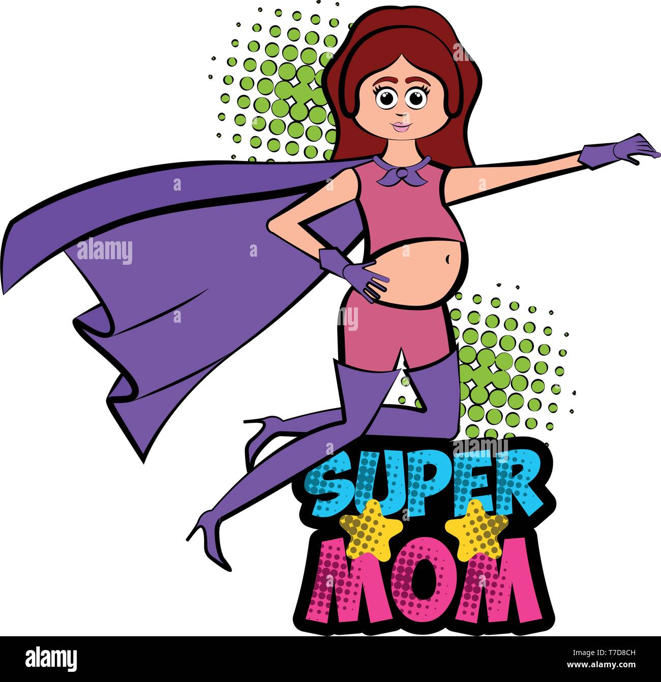 Pregnant woman as super girl with a costume Stock Vector Image & Art ...