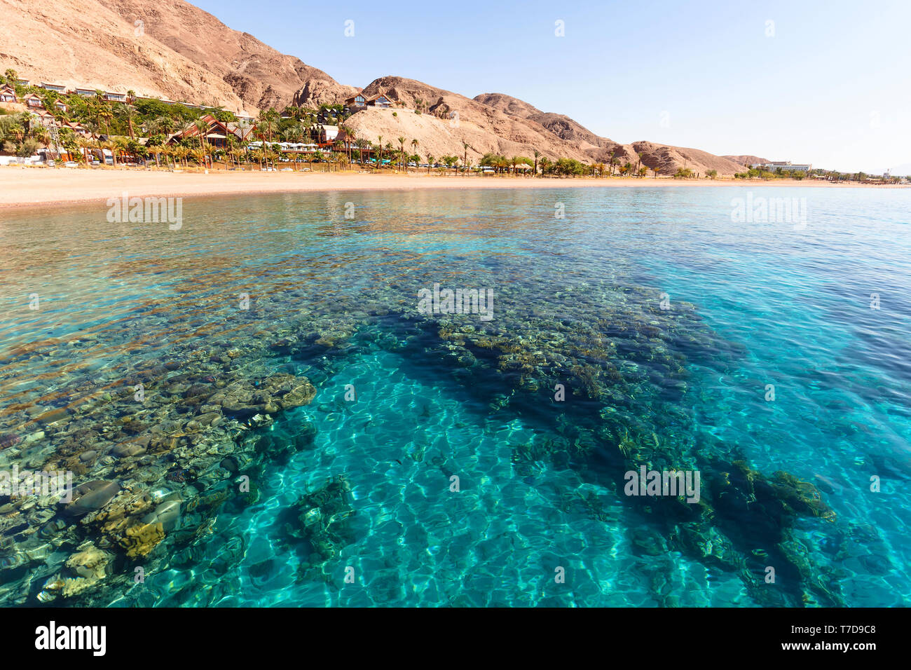 Resort on a beach of Red sea, Israel Stock Photo - Alamy