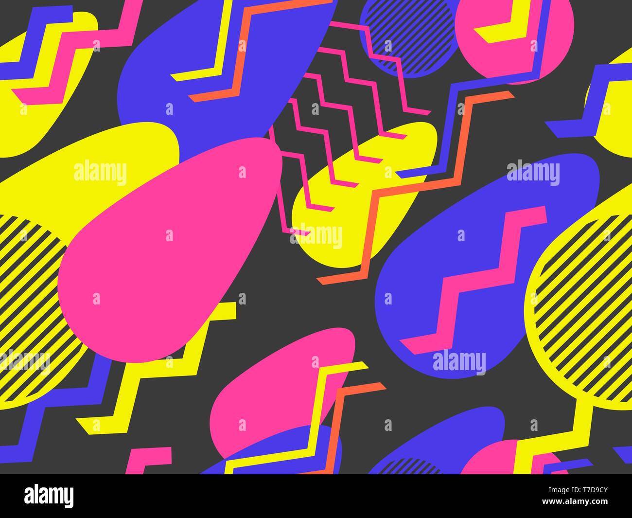 Abstract geometric seamless pattern in the memphis style of the 80s ...