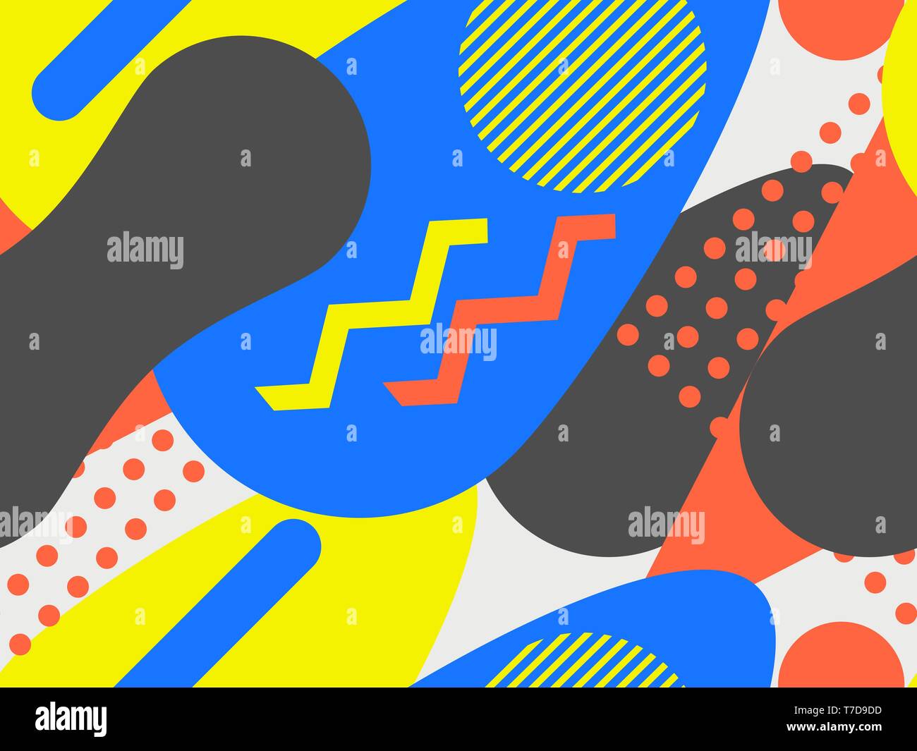 Abstract geometric seamless pattern in the memphis style of the 80s ...