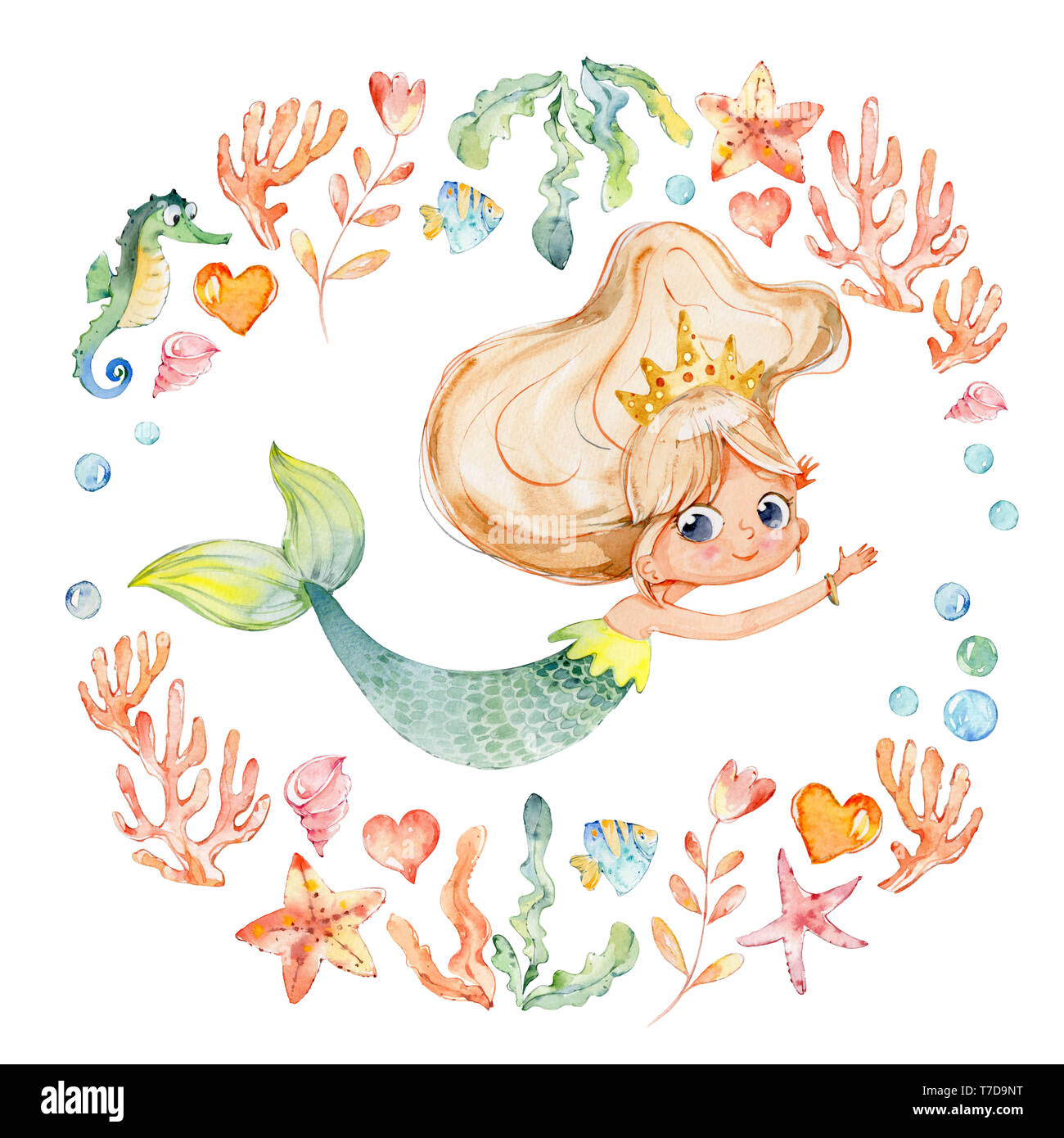 Jellyfish Sea and Ocean Watercolor Clipart Mermaids Clipart Underwater ...