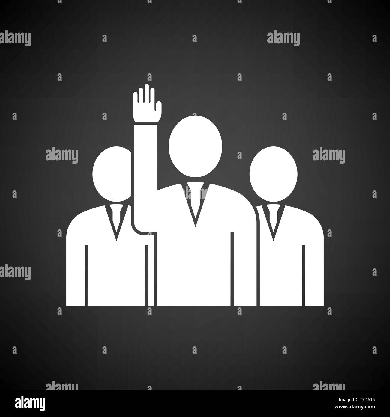 Voting Man With Men Behind Icon. White on Black Background. Vector ...