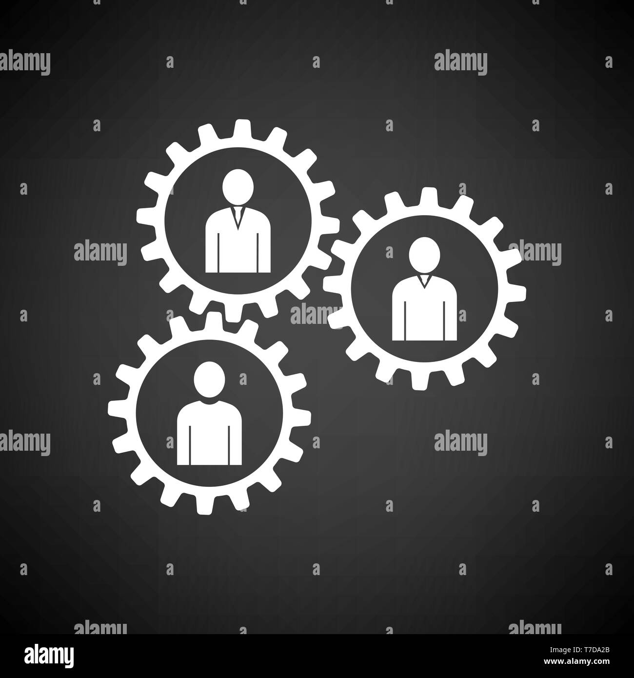 Teamwork Icon. White on Black Background. Vector Illustration Stock ...