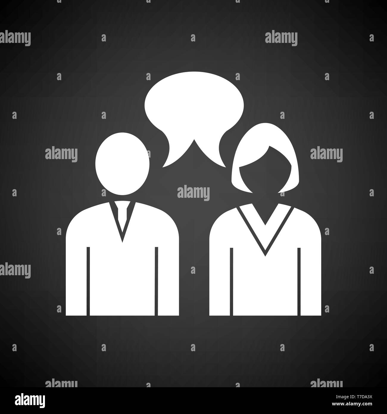 Chat Icon. White on Black Background. Vector Illustration Stock Vector ...