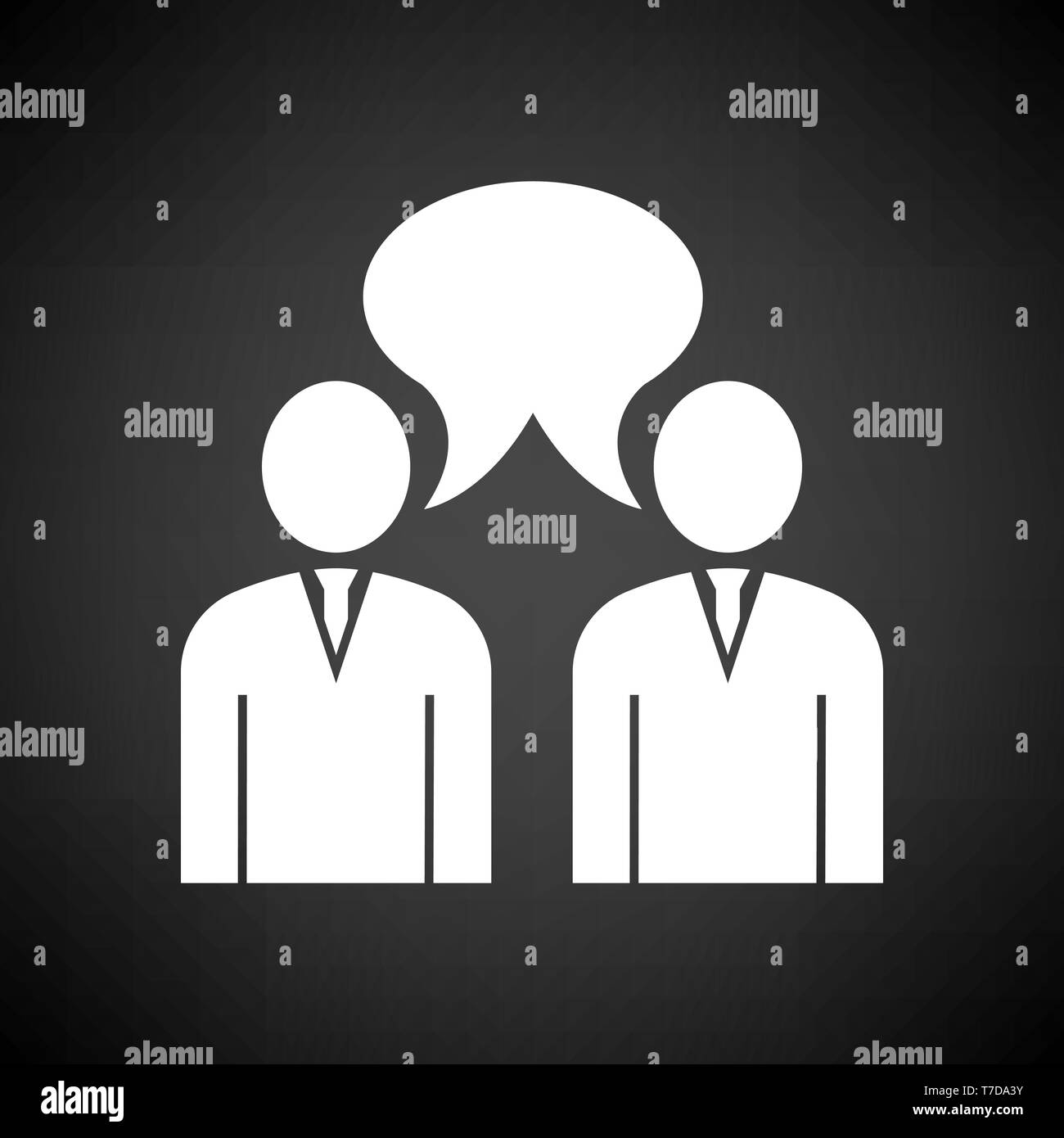 Chat Icon. White on Black Background. Vector Illustration Stock Vector ...