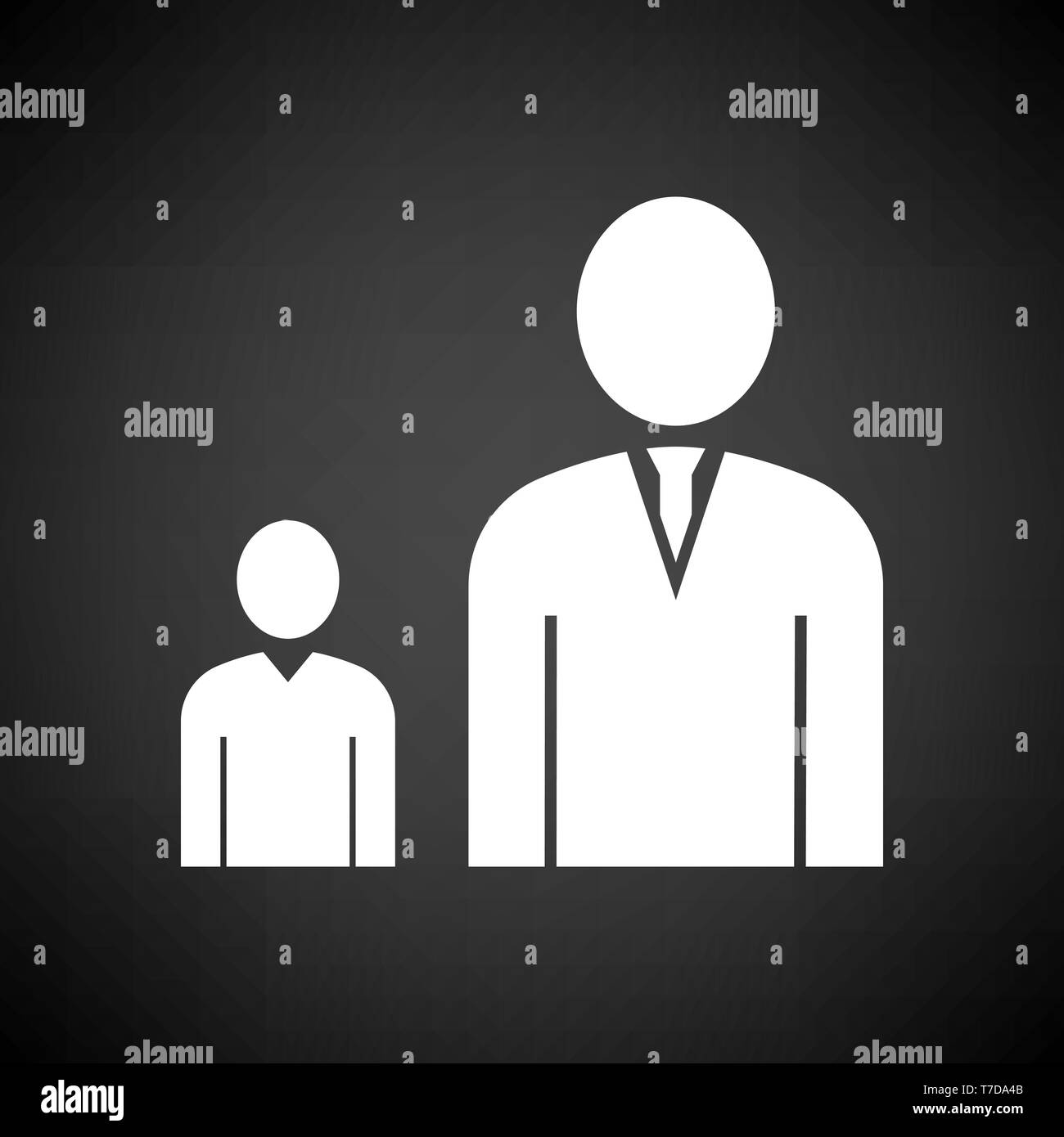 Man Boss With Subordinate Icon. White on Black Background. Vector ...