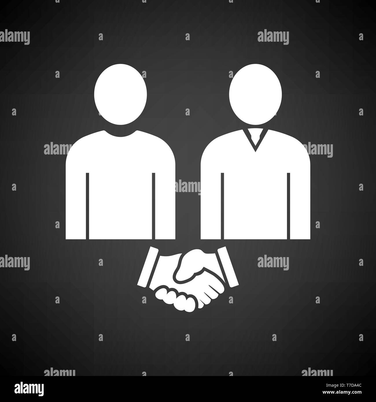 Two Man Making Deal Icon. White on Black Background. Vector ...
