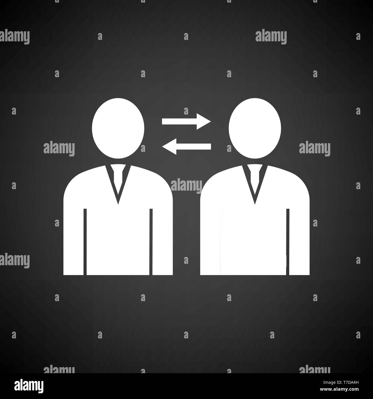 Corporate Interaction Icon. White on Black Background. Vector ...