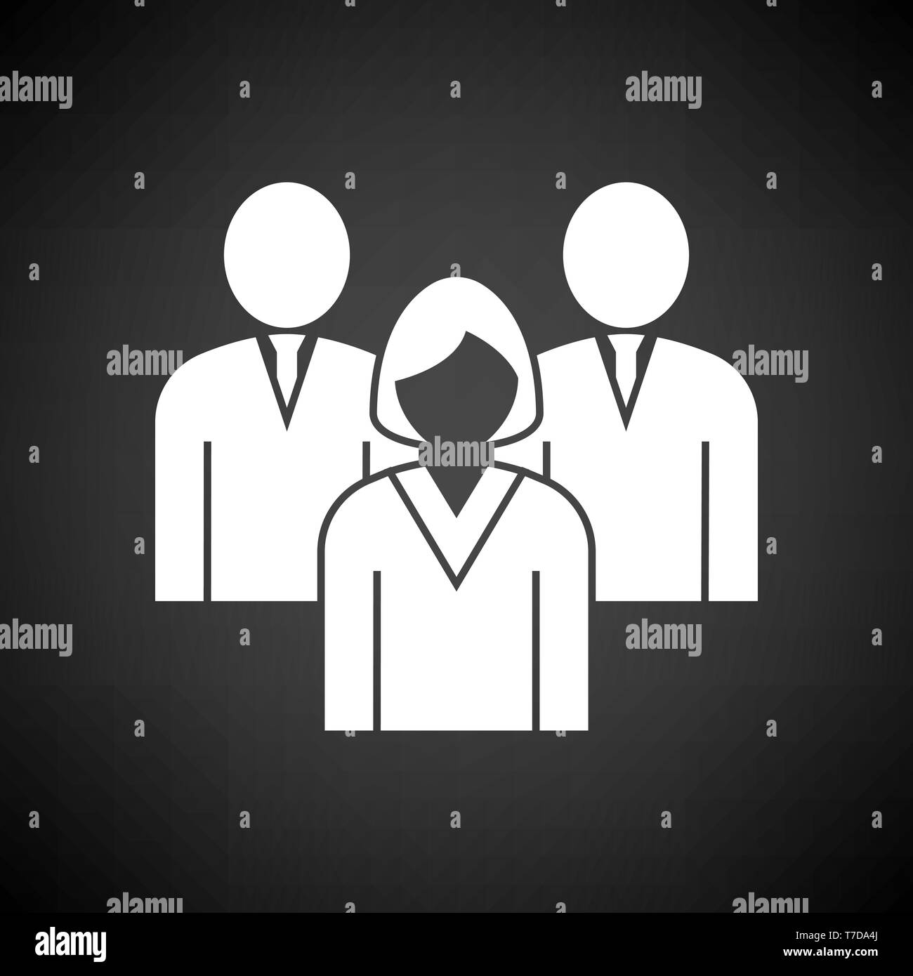 Corporate Team Icon. White on Black Background. Vector Illustration ...