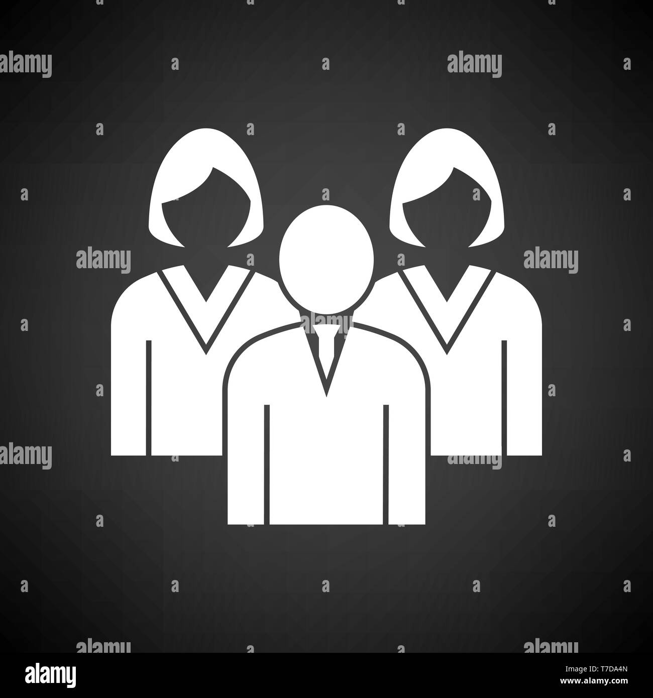 Corporate Team Icon. White on Black Background. Vector Illustration ...