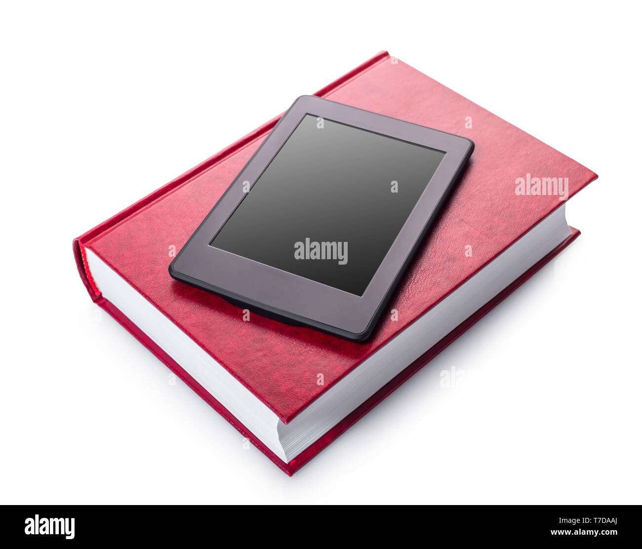 electronic and paper books on white isolated background Stock Photo - Alamy