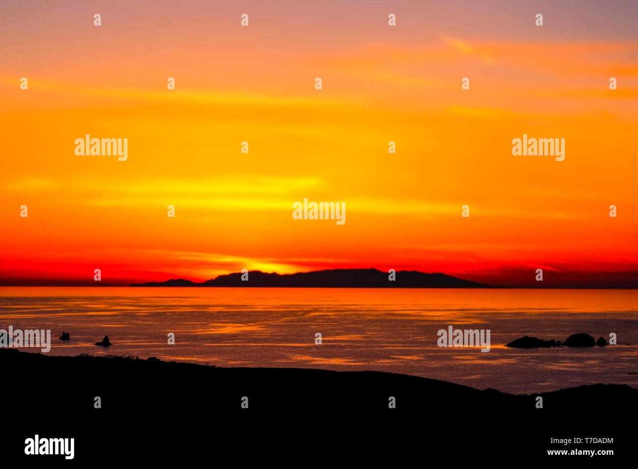 Coastal landscape at sunset near Parikia. Paros island. Cyclades ...