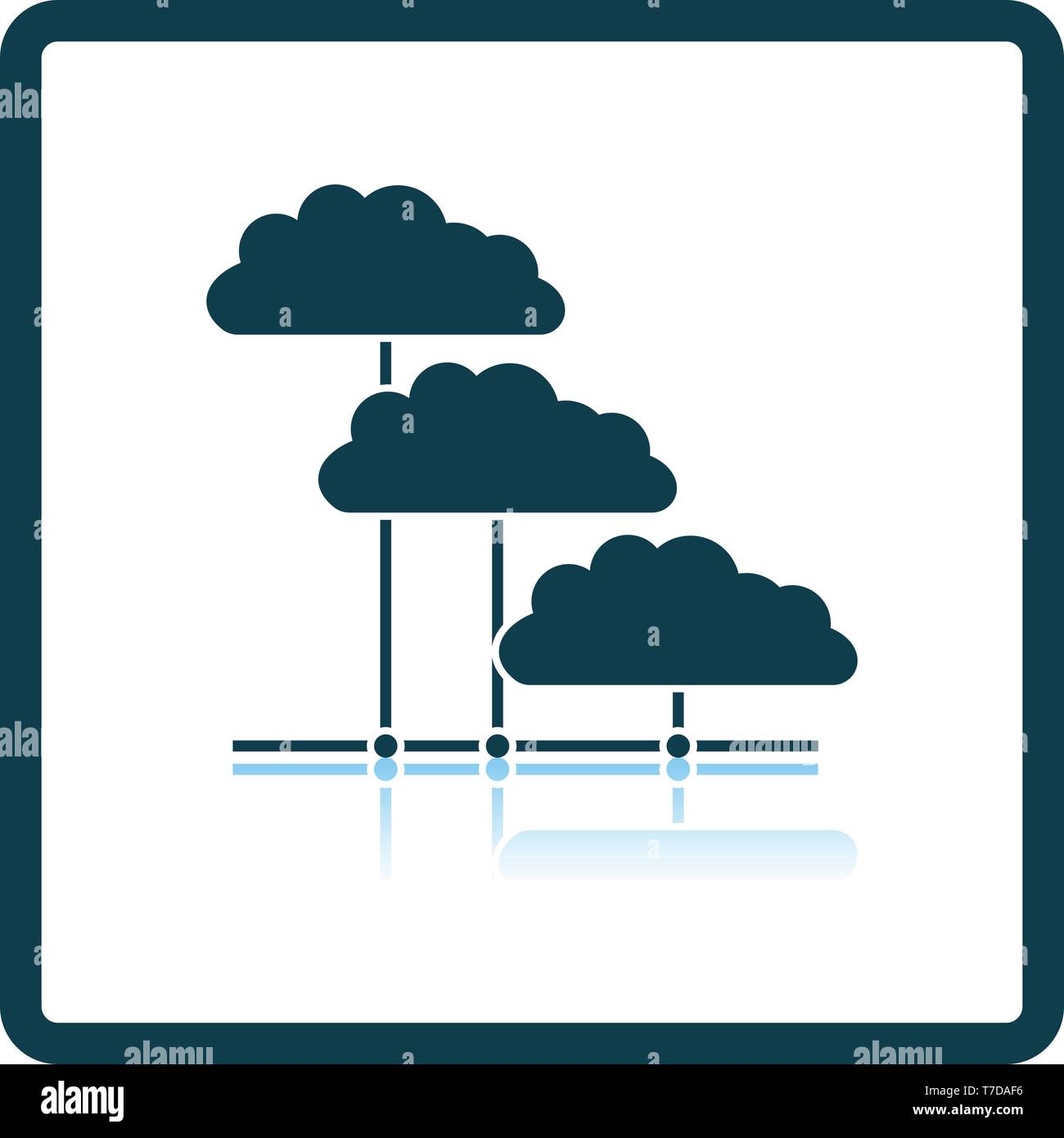Cloud Network Icon. Square Shadow Reflection Design. Vector ...