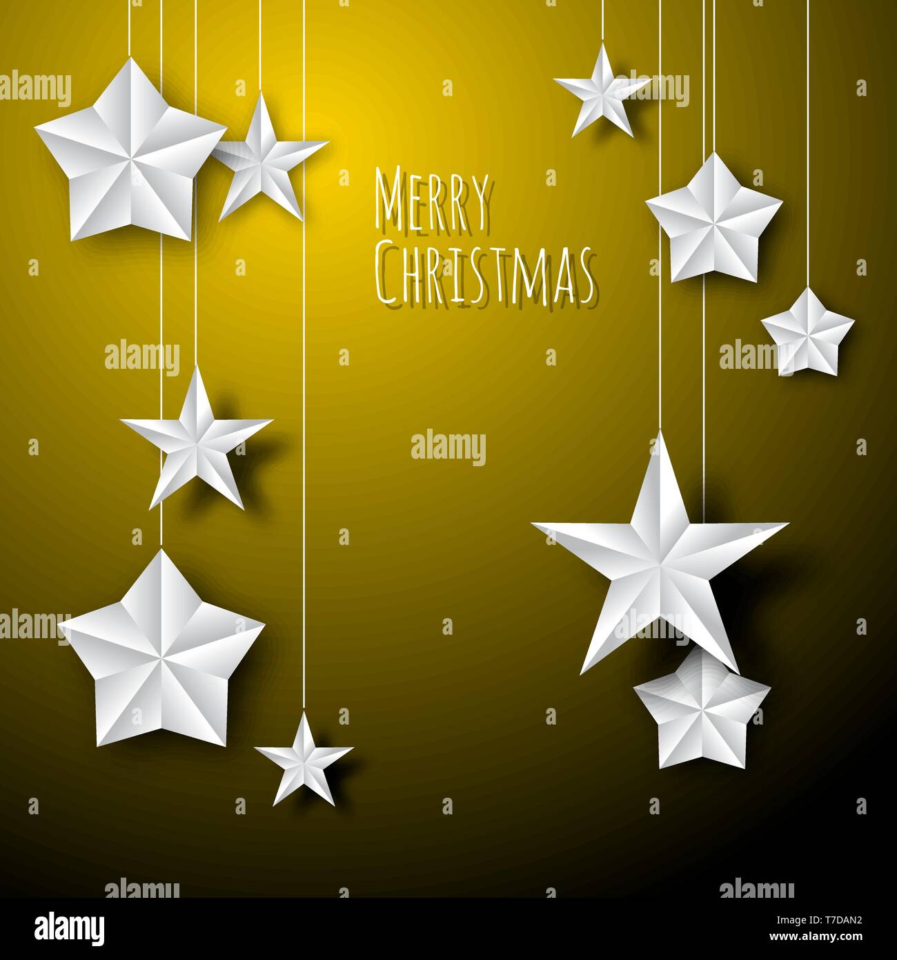 Vector white paper christmas stars on a golden background Stock Vector ...