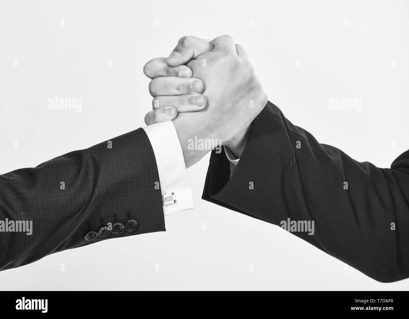 Partnership commercial deal. Successful deal handshake white background ...