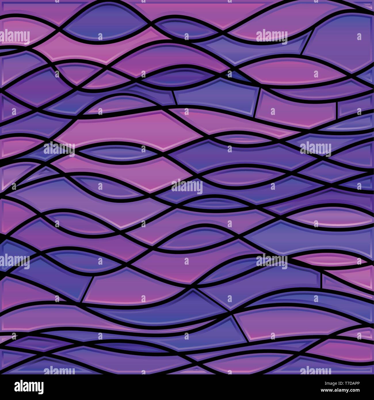 abstract vector stained-glass mosaic background - purple and violet waves Stock Vector Image ...