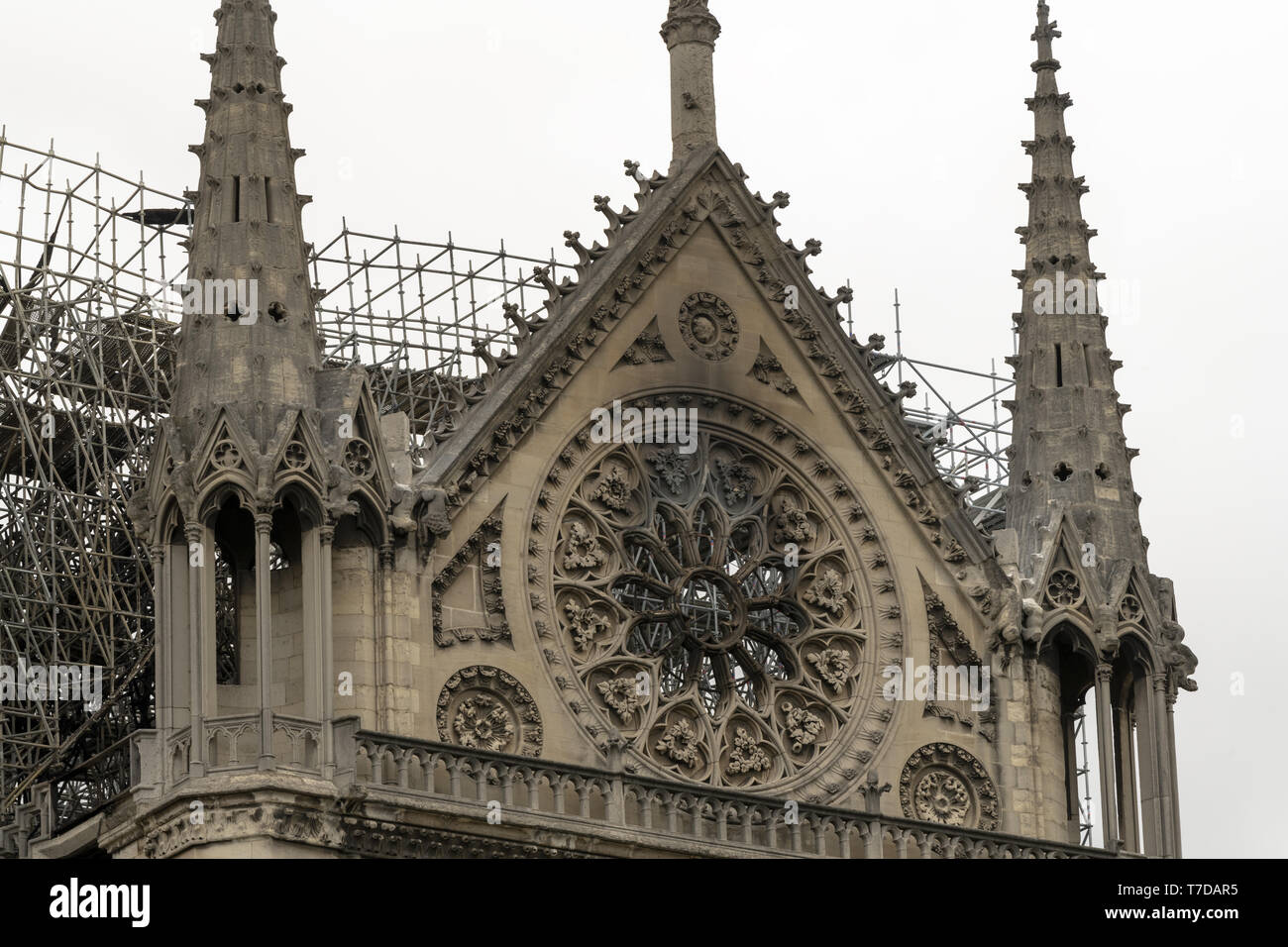PARIS, FRANCE - 19 APRIL 2019 Notre Dame cathedral, after the timber ...
