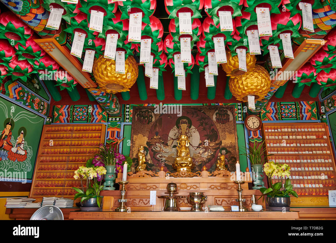 interior shot of Baekunsa Temple or "White Cloud Temple" on Yeonjondo ...
