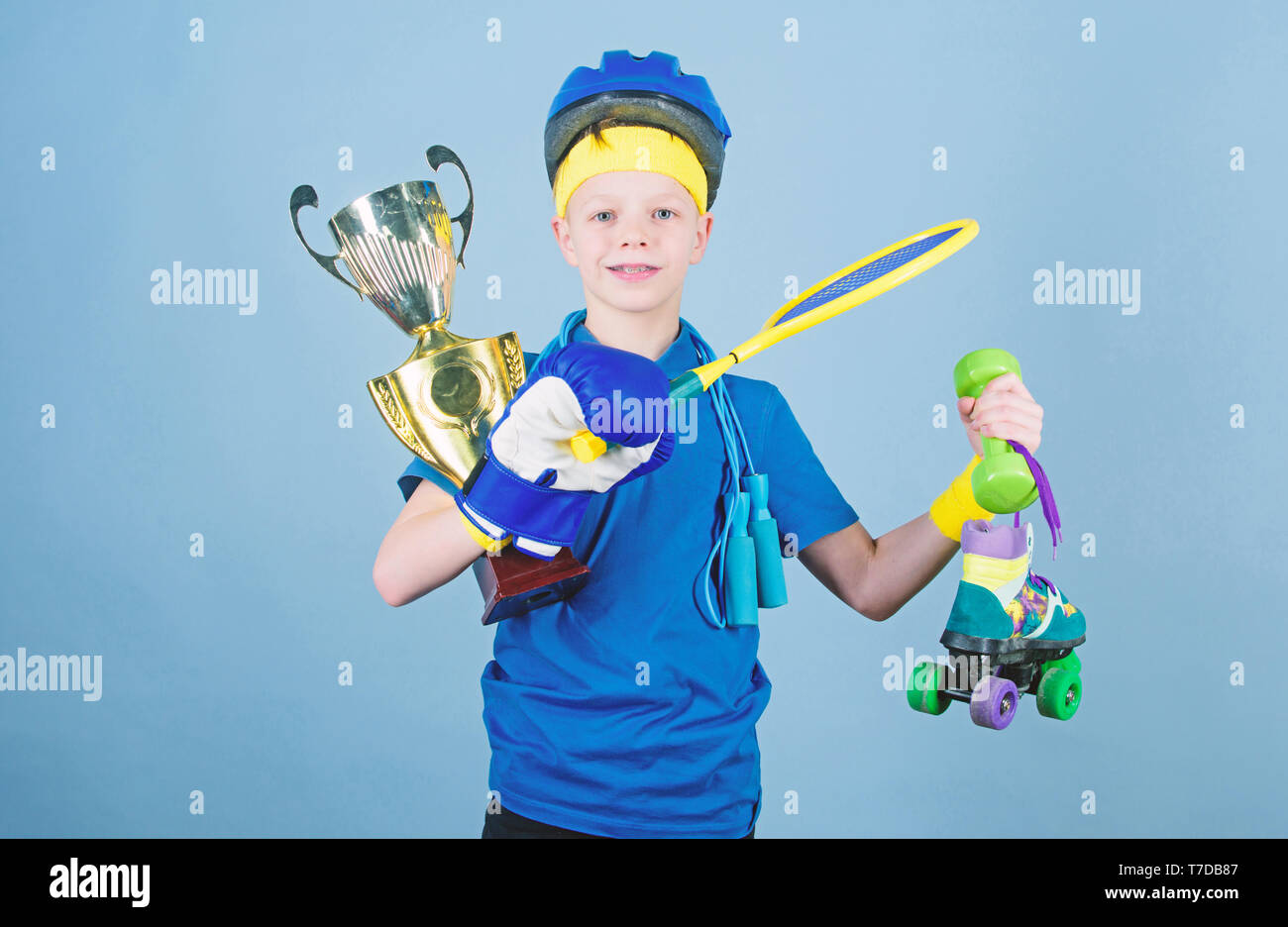 achievement is its own reward. award ceremony. Happy child sportsman ...