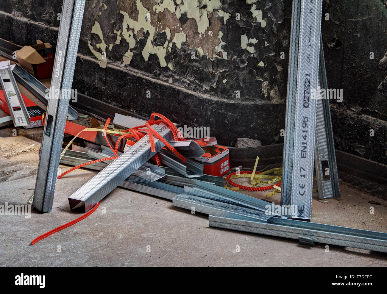 Materials left on site during construction work Stock Photo - Alamy