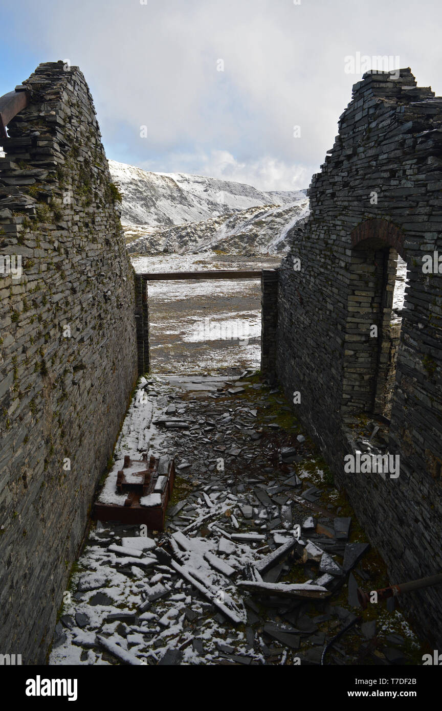 Buildings at Croesor slate quarry, Snowdonia Stock Photo - Alamy