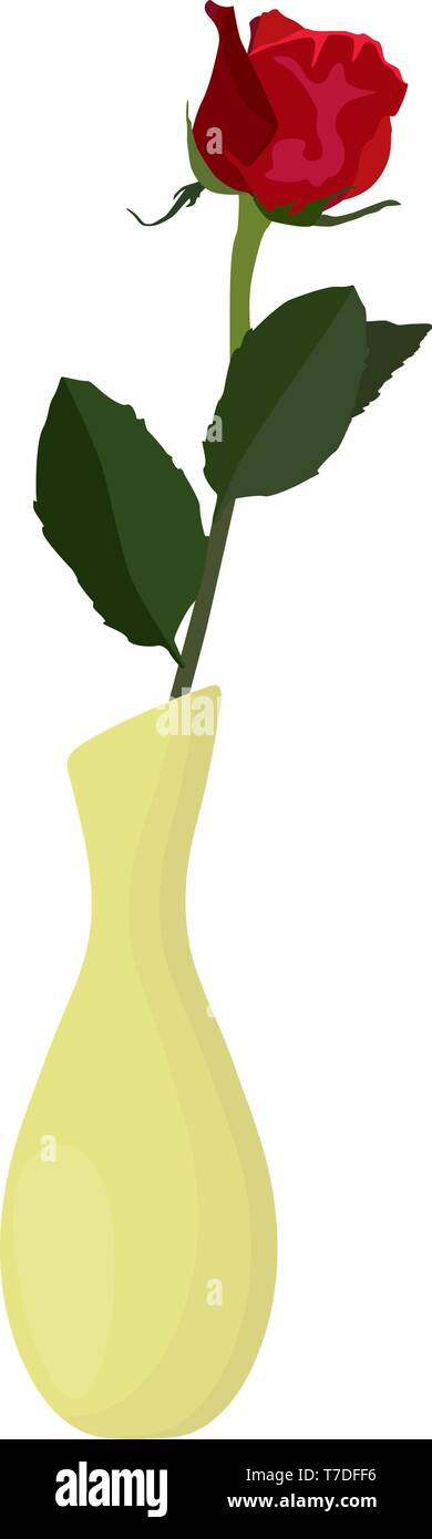 Single red rose in vase vector flat isolated illustration Stock Vector ...