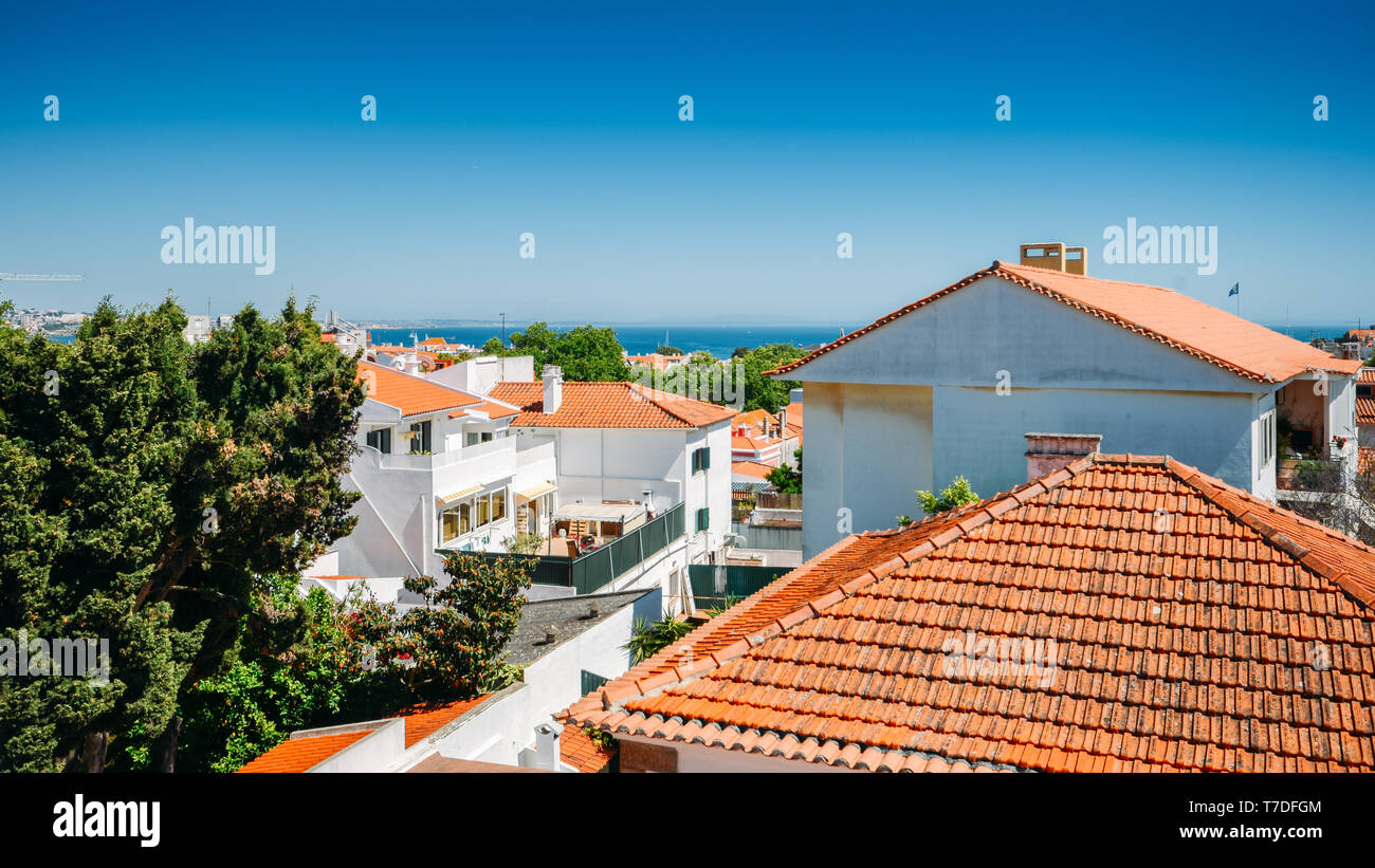 Top View of Cascais Streets and ocean, Portugal Stock Photo - Alamy