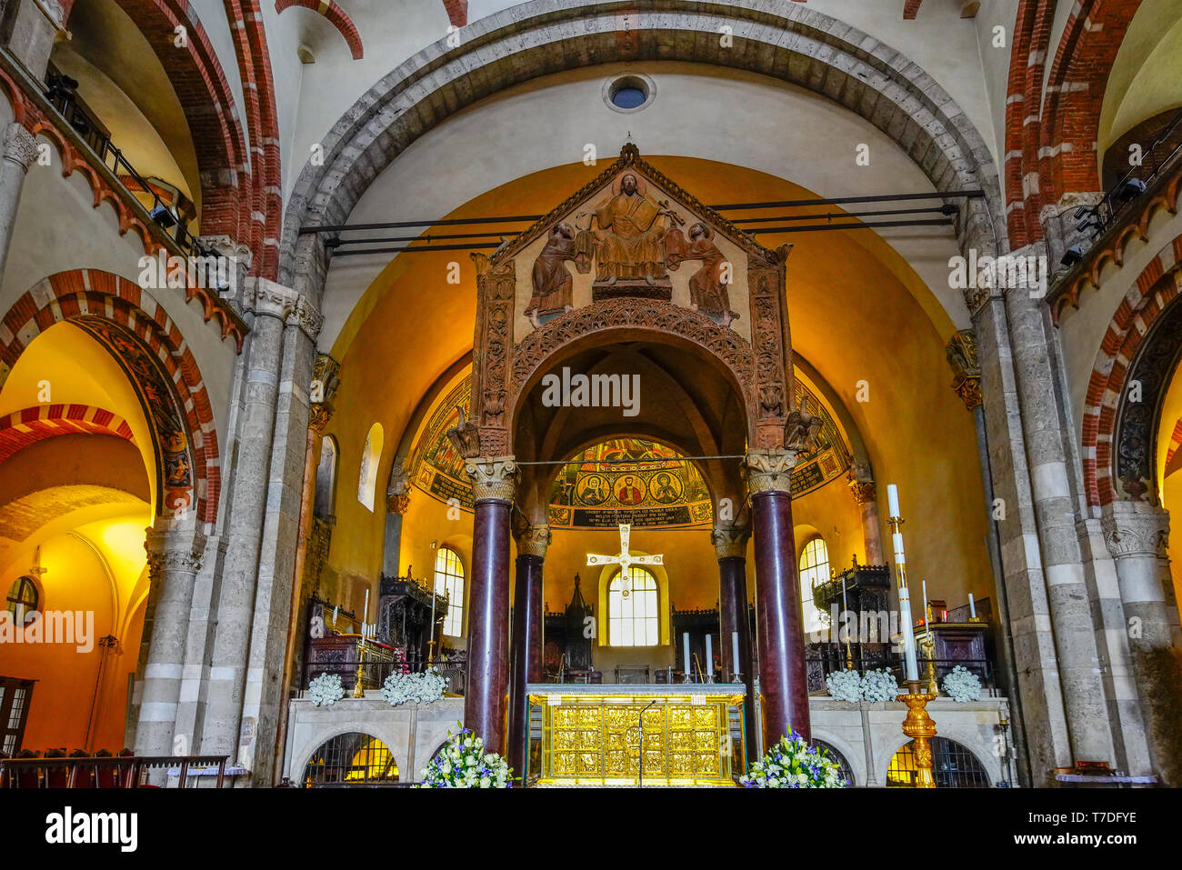 Ciborium showing Jesus Christ giving a book to Paul and keys to Peter ...