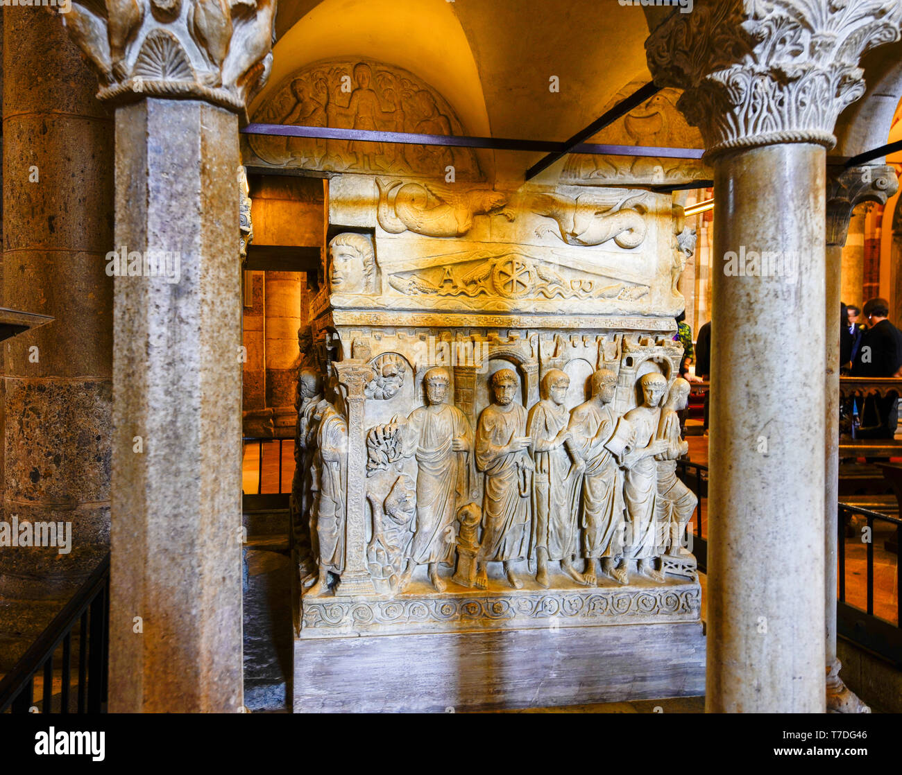 Marble pulpit and Stilicone sarcophagus in the Basilica di Sant ...