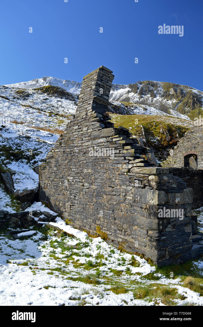 Croesor slate quarry and views of Moelwyn Mawr, Snowdonia Stock Photo ...