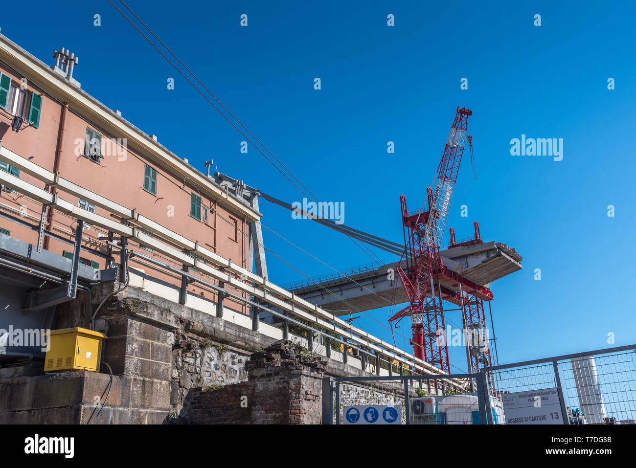 Genoa, Genova, Italy: Demolition work, dismantling works to disassemble ...