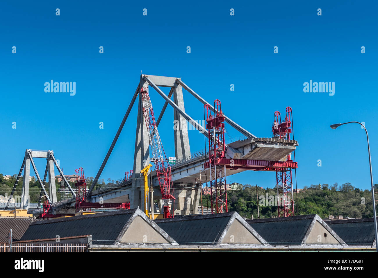 Genoa, Genova, Italy: Demolition work, dismantling works to disassemble ...