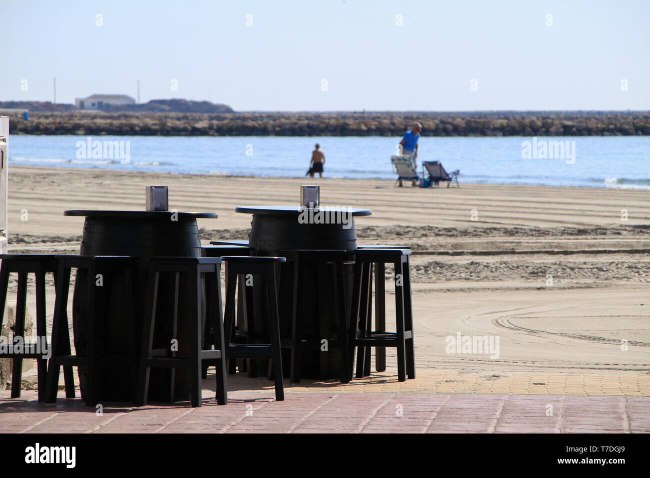 Interior of an empty mediterranean beach bar hi-res stock photography ...