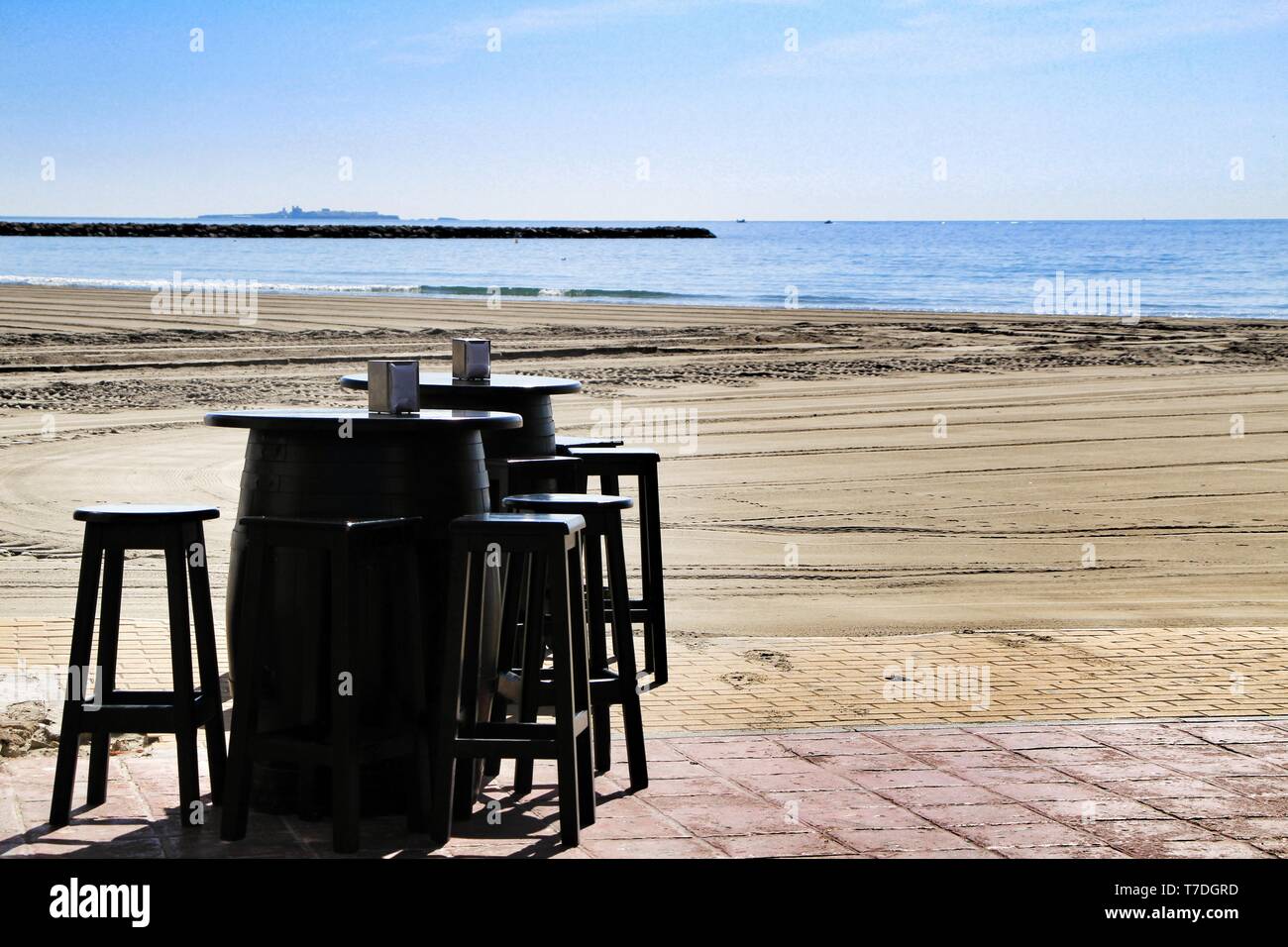 Interior of an empty mediterranean beach bar hi-res stock photography ...