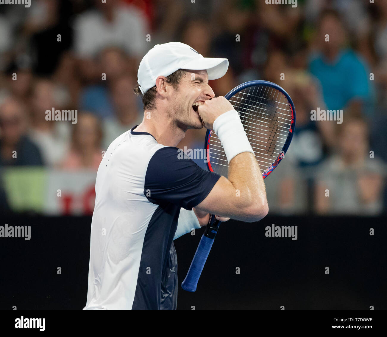 British tennis reacting losing point fist gesturing anger emotion hi ...