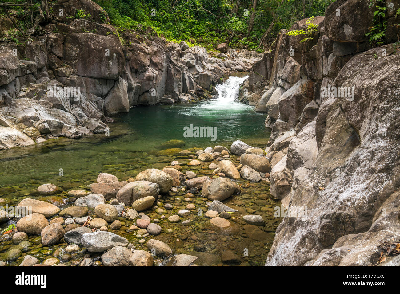 Chaudiere Falls und Pool am Hampstead River, Dominica, Karibik ...