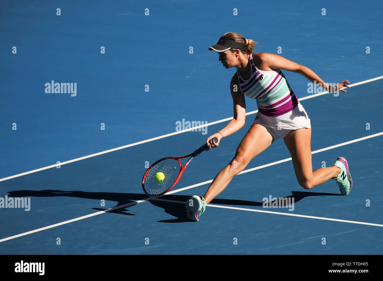 American tennis player Danielle Collins playing forehand in Australian ...