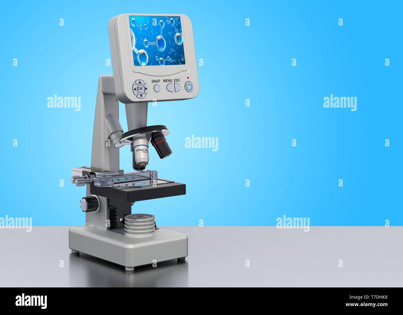 Digital microscope on the desk. 3D rendering Stock Photo - Alamy