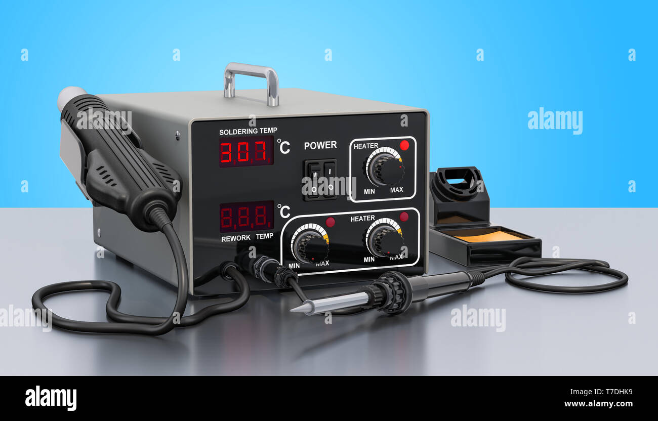 Digital Soldering Station on the desk. 3D rendering Stock Photo - Alamy