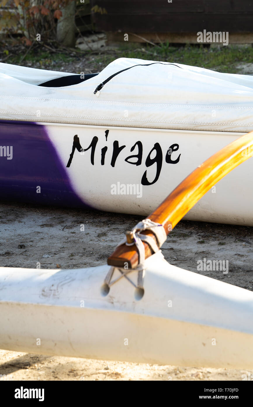 V6 Hawaiian / Tahitian outrigger racing canoe. A six seat racing canoe ...