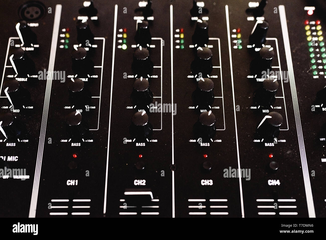 Control panel with sliders of an audio mixer for DJ Stock Photo - Alamy