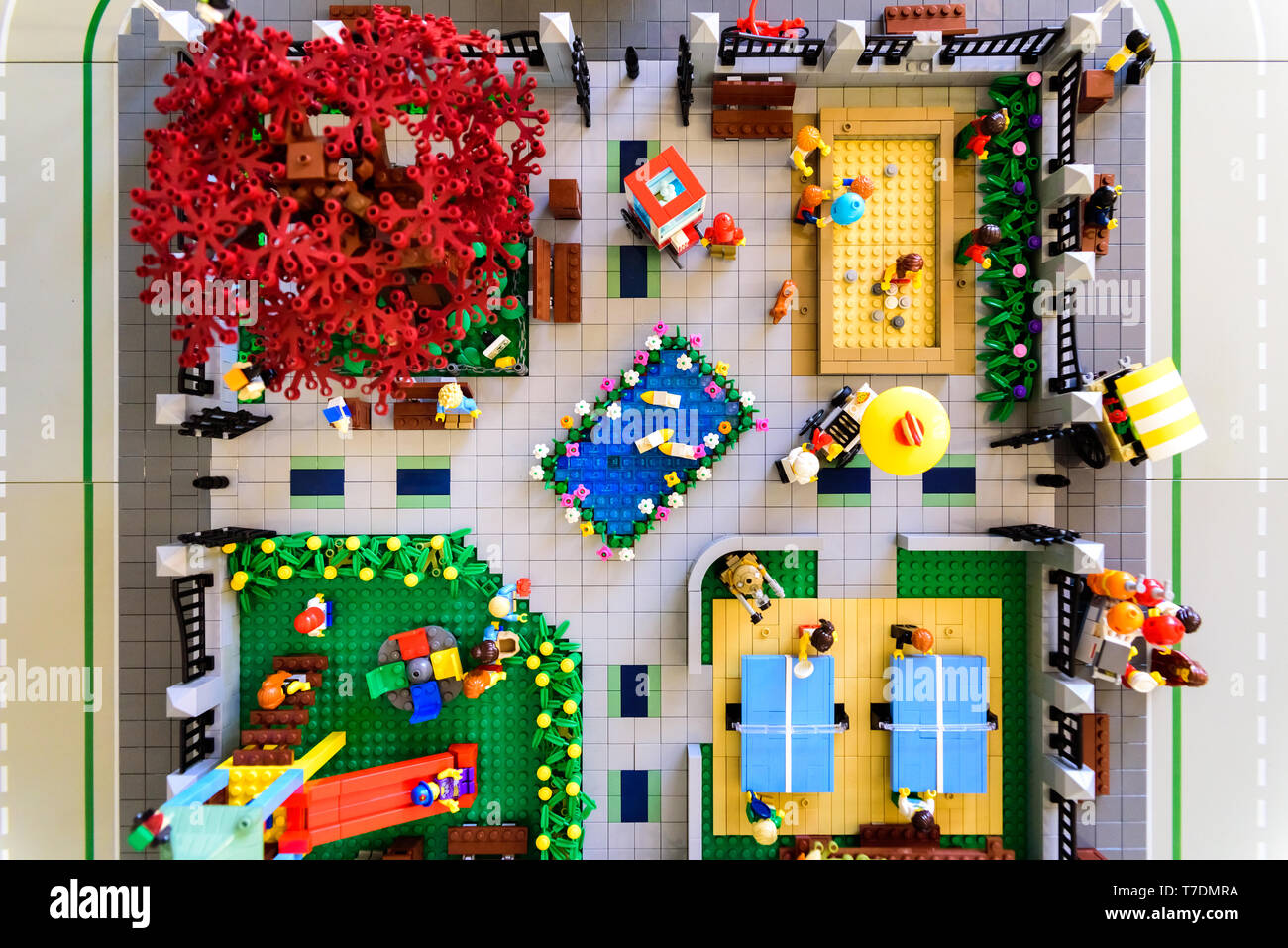 Valencia, Spain - April 13, 2019: Aerial view from above of a ...