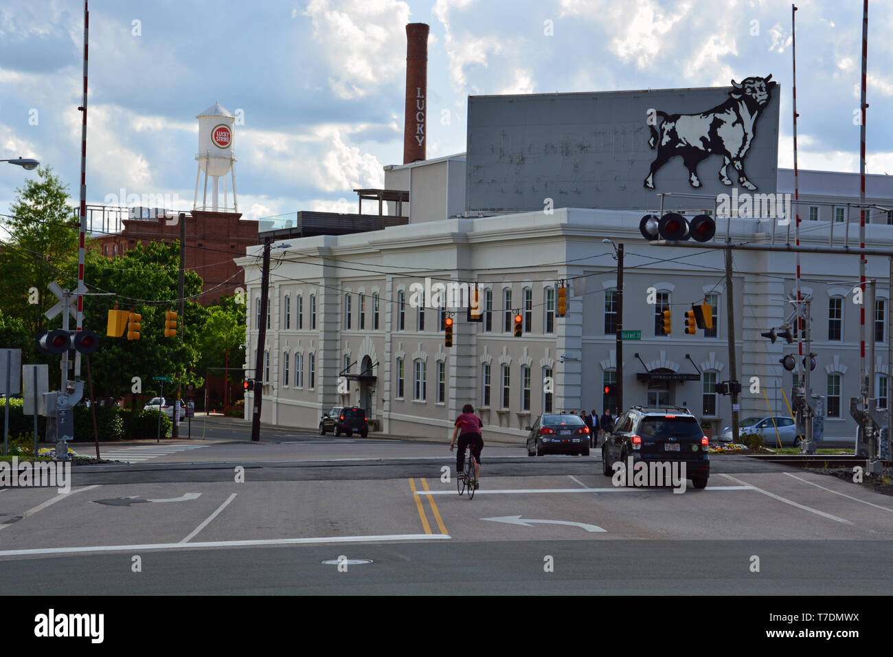 Downtown Durham North Carolina, also known as the Bull City for it's ...
